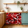 Abstract Wave Line Cabinet Curtains 10" W x 11" L Black White Red ...