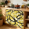 Abstract Wave Line Cabinet Curtains 35" W x 35" L Black White Yellow ...