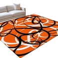 Abstract Wave Line Large Area Rugs 5x8ft Black White Orange Geometric ...