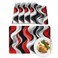 Abstract Wave Line Leather Placemats Set of 4, 12x18 Inch, Black Red ...