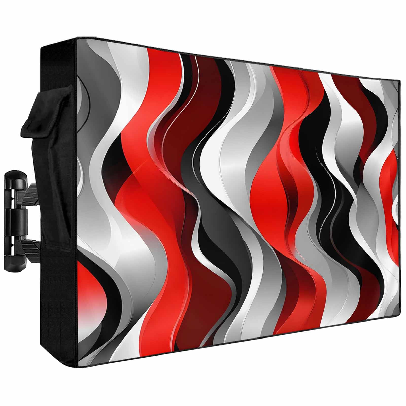 Abstract Wave Line Outdoor TV Cover 30 to 32 inch Gray Red Black Stripe ...