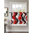 Abstract Wave Line Sheer Curtains 45 Inch Long 1 Panel Gray Red Black ...