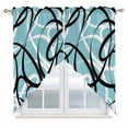 Abstract Wave Line Swag Curtain Valance for Window 2 Panels Black White ...