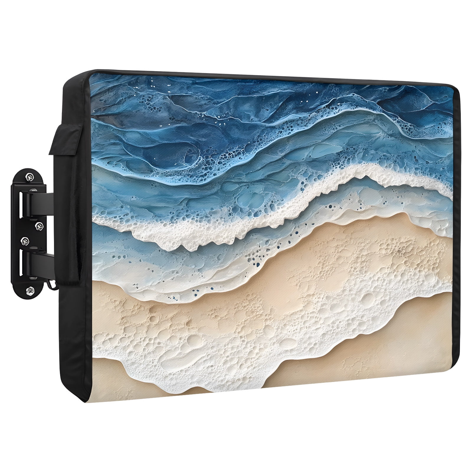 Abstract Wave Outdoor TV Cover 40 to 43 Inch Texture Blue Beige ...