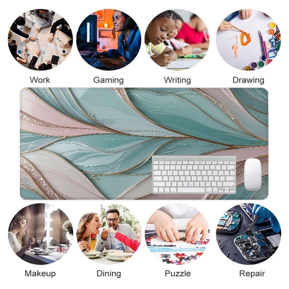 Abstract Wave Pattern Mouse Pad 31.5 x 11.82 Inches Rubber Desk Mat ...
