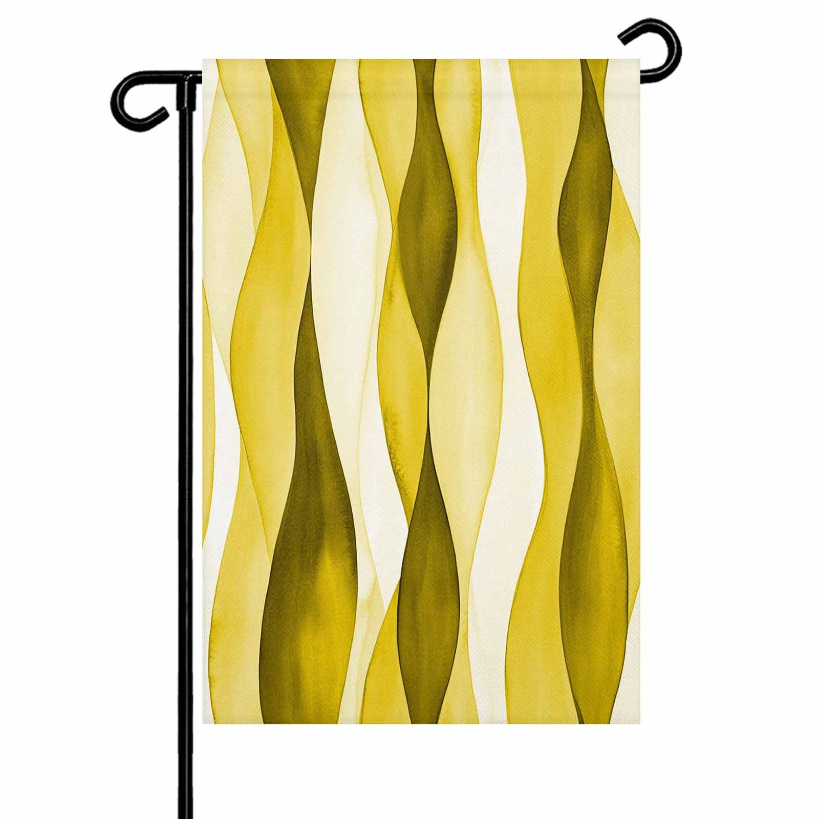 Abstract Wave Pattern Texture Garden Flags for Outside Yellow Double ...
