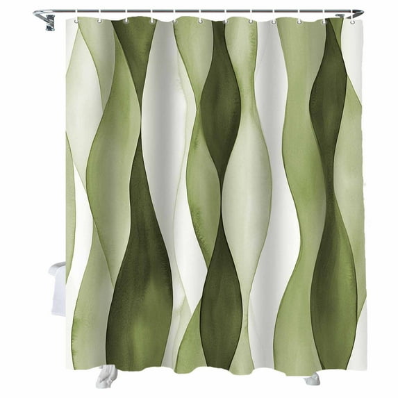Abstract Wave Pattern Texture Shower Curtain, Sage Green Shower ...