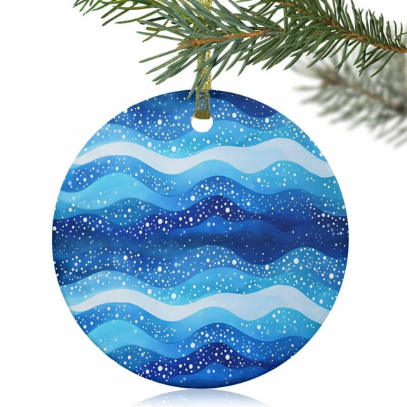 Abstract Wave Point Christmas Ceramic Ornament 2025,3" Round Xmas Tree ...