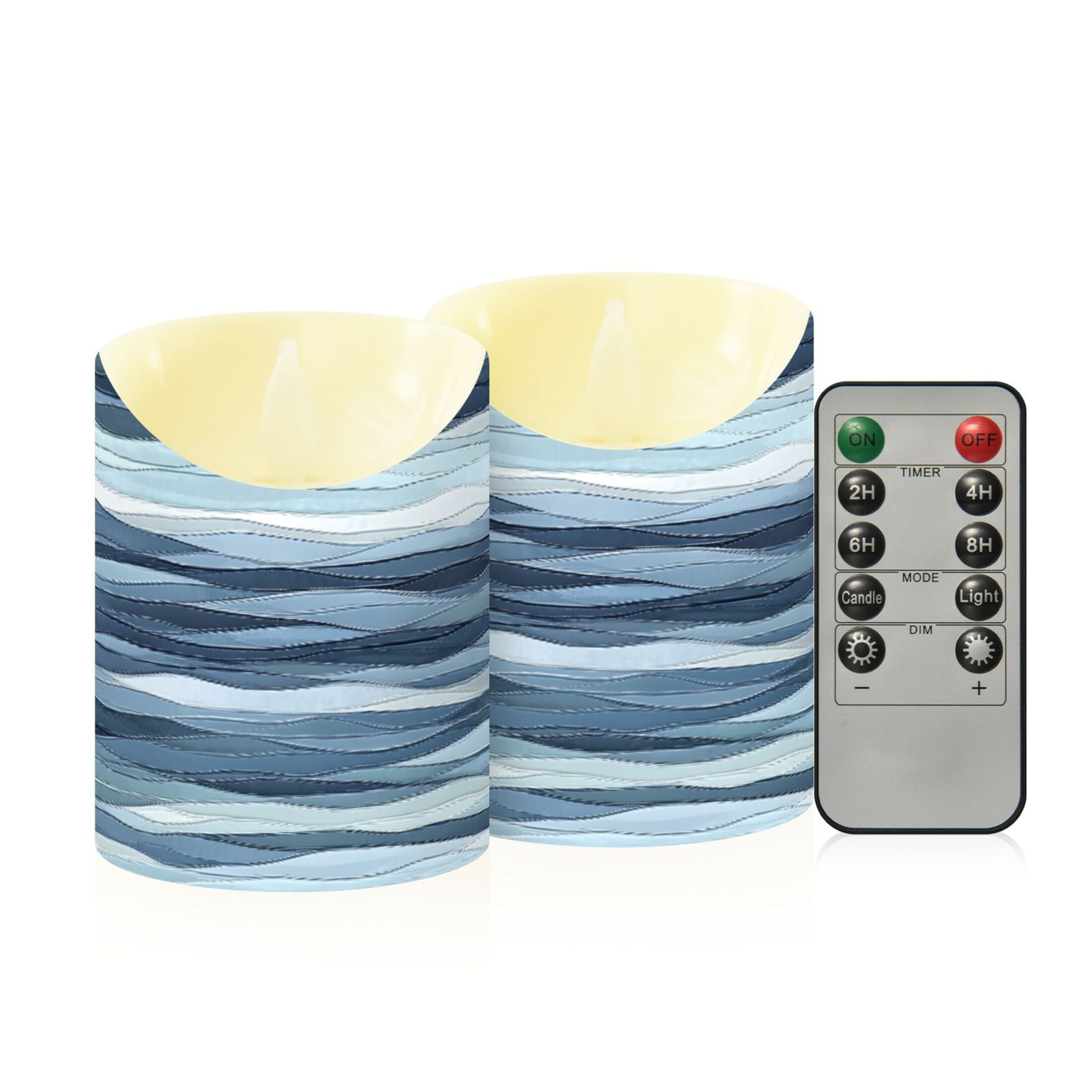 Abstract Wave Shapes Pattern Flameless Candles 2 PCS with Remote ...