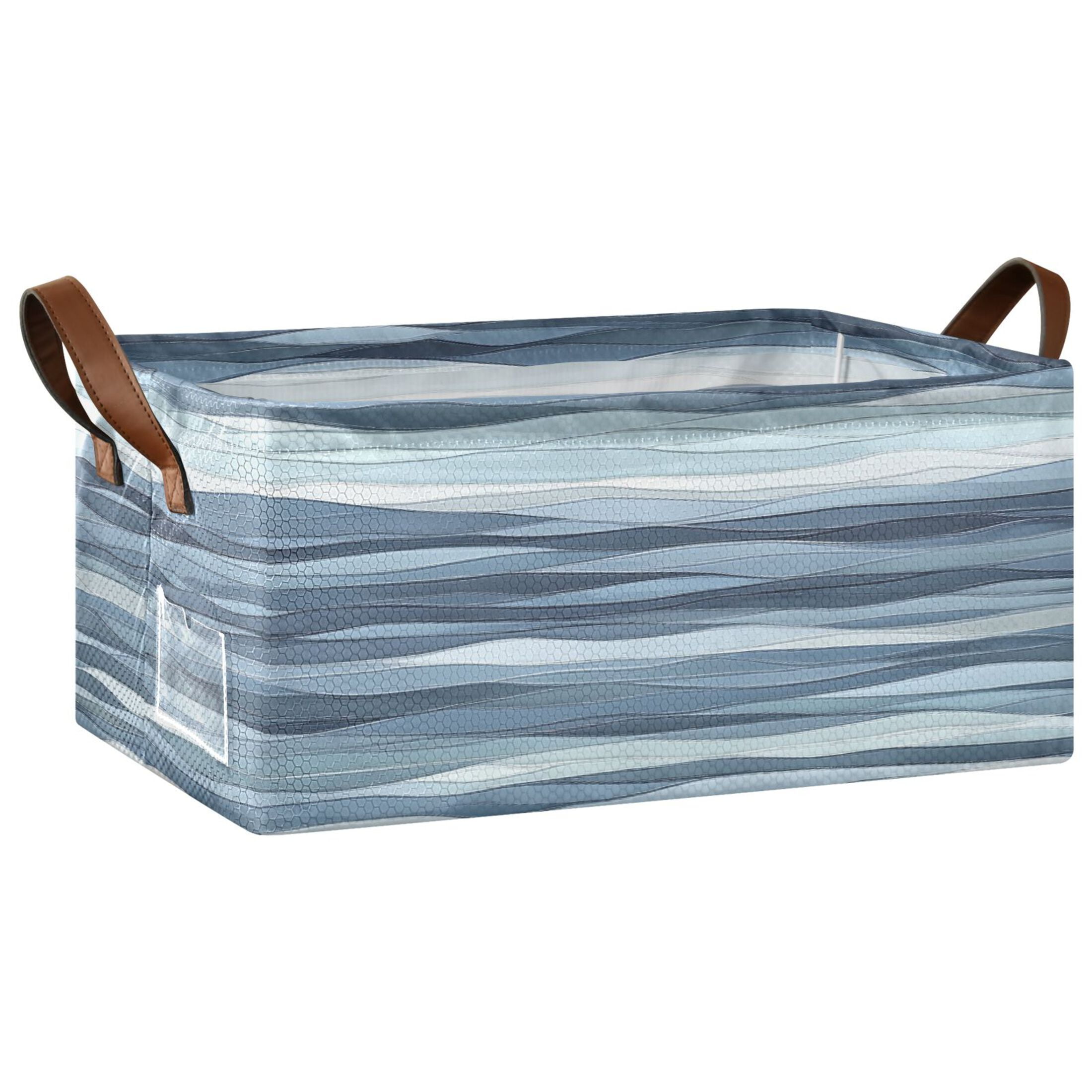 Abstract Wave Shapes Pattern Open Home Storage Bins Foldable Metal ...