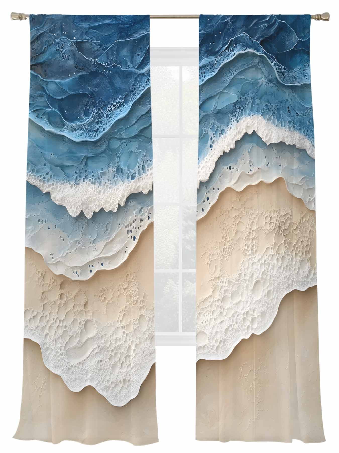 Abstract Wave Sheer Curtains for Living Room Bedroom, Light-filtering ...