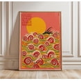 Abstract Wave Spiral Ocean Art Sunset Sea Design Japanese Style Decor ...