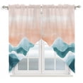 Abstract Wave Swag Curtain Valance for Window 2 Panels Teal Orange ...