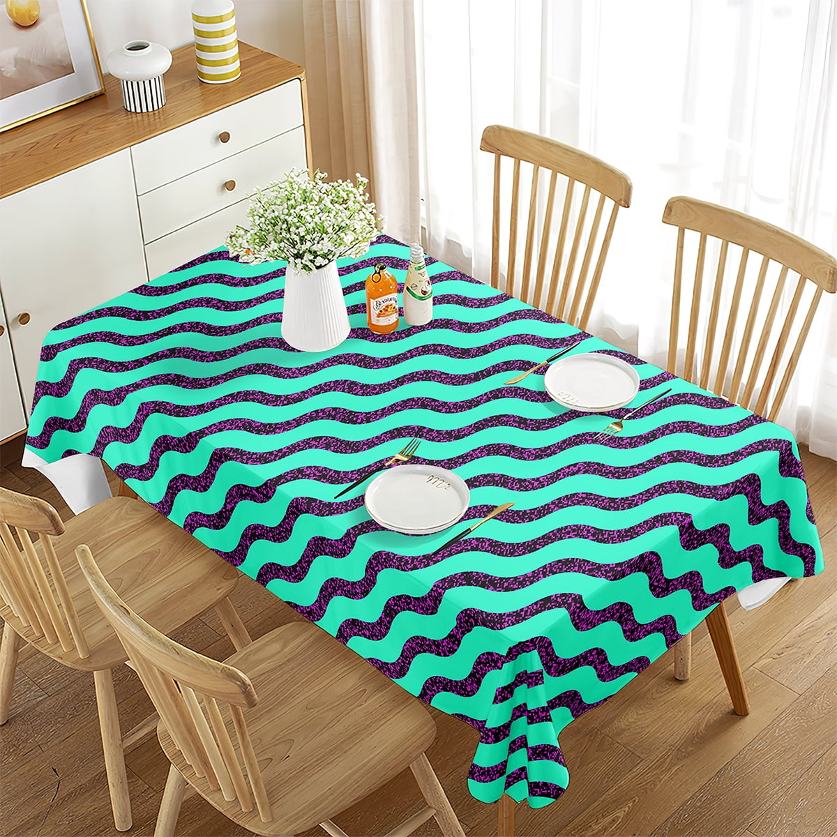 Abstract Wave Tablecloth Wavy Line Geometry Psychedelic Pattern ...