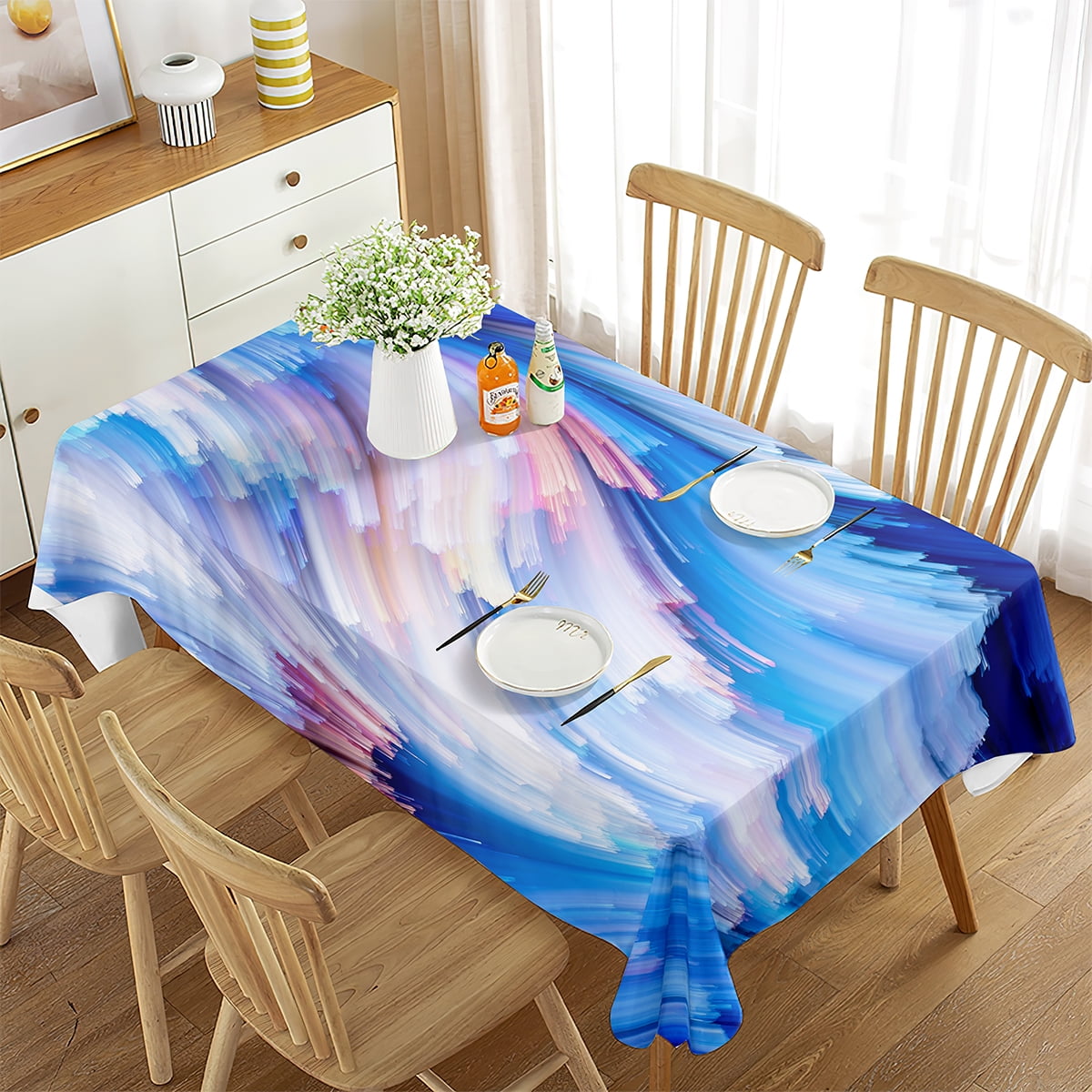 Abstract Wave Tablecloth Wavy Line Geometry Psychedelic Pattern ...