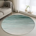 Abstract Wave Texture 4FT Round Area Rugs for Living Room Green ...