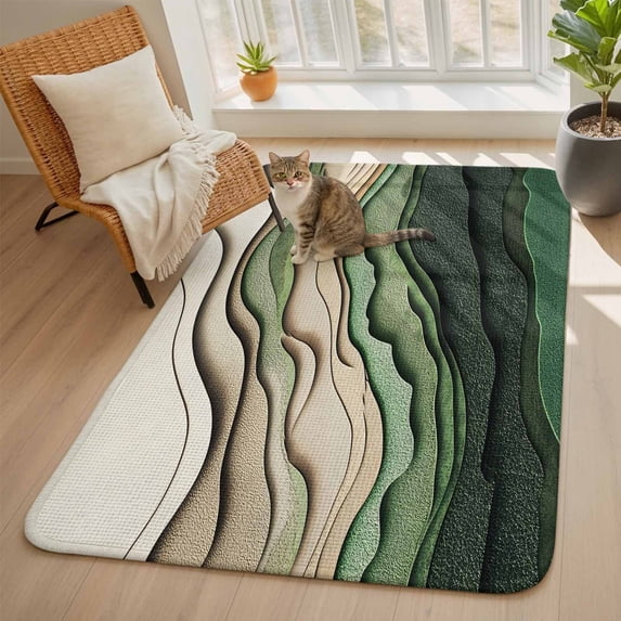 Abstract Wave Texture Area Rugs for Living Room 5x6, Retro Watercolor ...