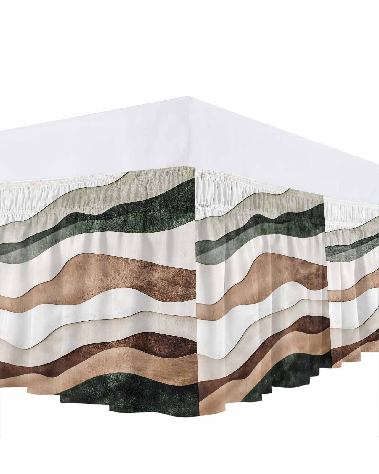 Abstract Wave Texture Bed Skirt King Size 16" Drop Vintage Brown ...