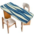Abstract Wave Texture Fitted Rectangle Tablecloth 32" x 96" Beige Blue ...