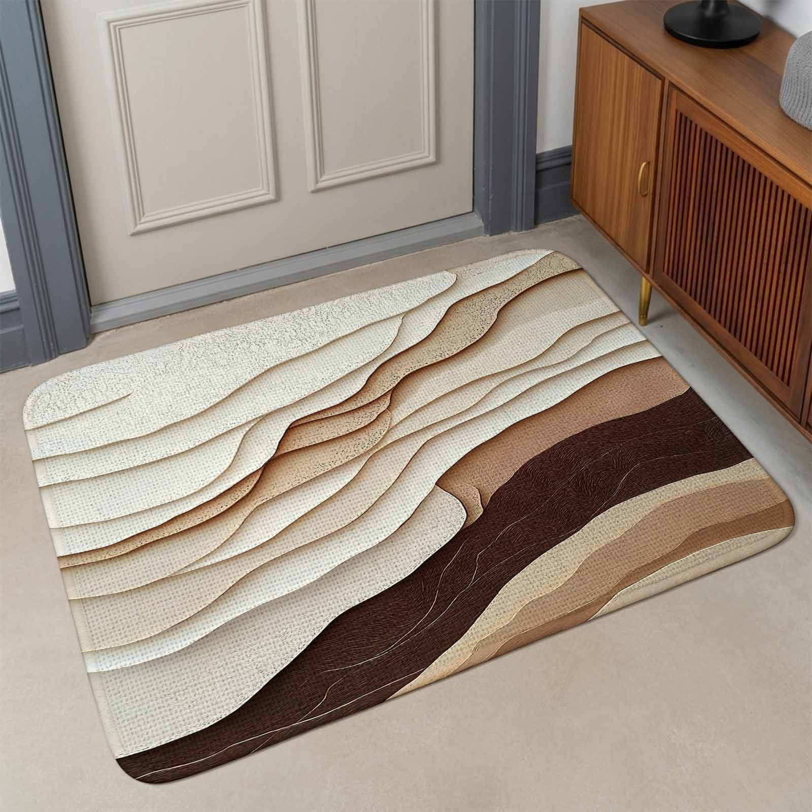 Abstract Wave Texture Front Door Mat Indoor Entrance, Vintage Earth ...