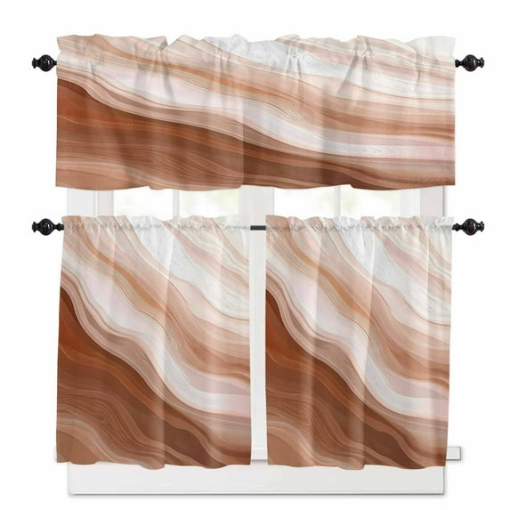 Abstract Wave Texture Kitchen Curtains Valances and Tiers Set of 3, 36 ...