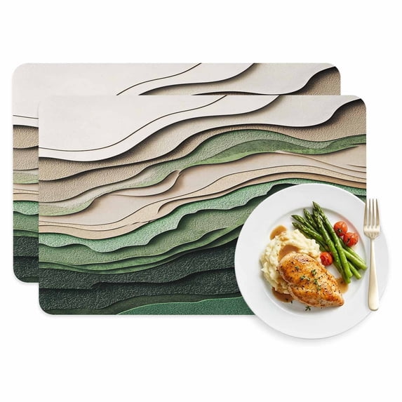 Abstract Wave Texture Leather Placemats Set of 2, 12x18 Inch, Retro ...
