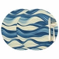 Abstract Wave Texture Leather Placemats Set of 2, 15 Inch, Beige Blue ...