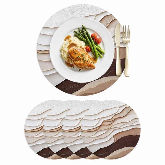 Abstract Wave Texture Leather Placemats Set of 4, 12 Inch, Vintage ...