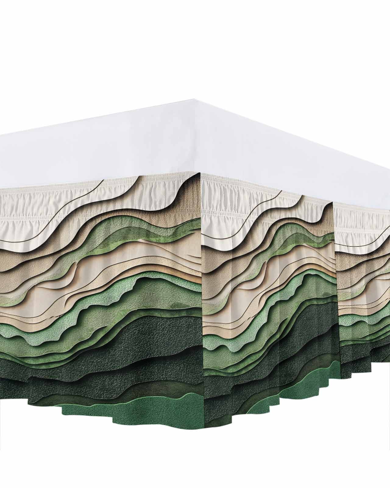 Abstract Wave Texture Ruffle Bed Skirt California King Size Retro ...