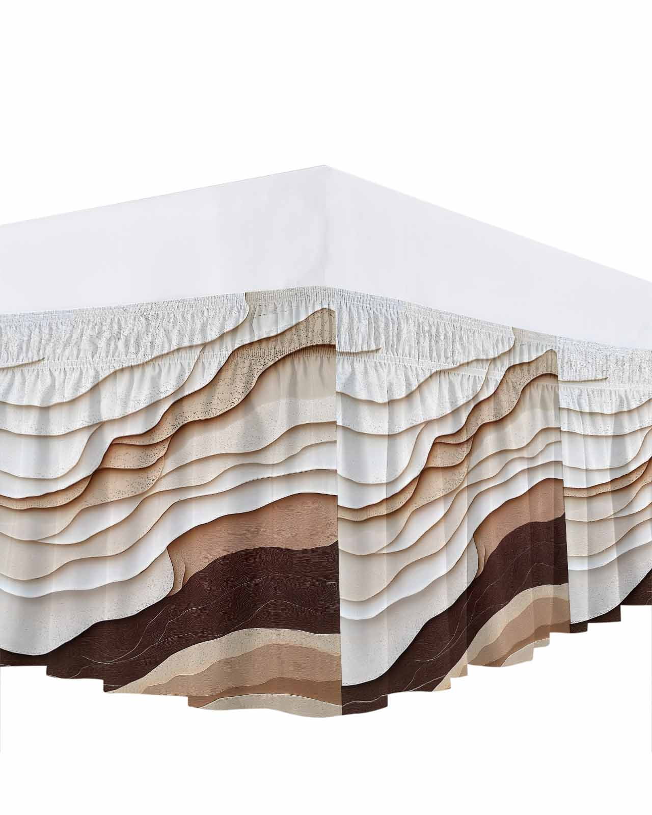 Abstract Wave Texture Ruffle Bed Skirt California King Size Vintage ...