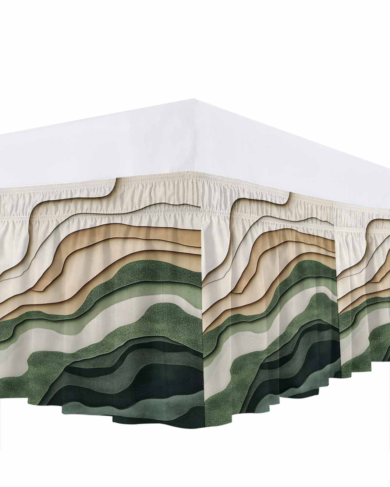 Abstract Wave Texture Ruffle Bed Skirt California King Size Vintage ...