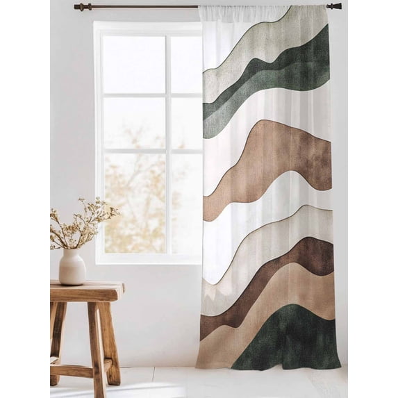 Abstract Wave Texture Sheer Curtains 108 Inch Long 1 Panel Vintage ...