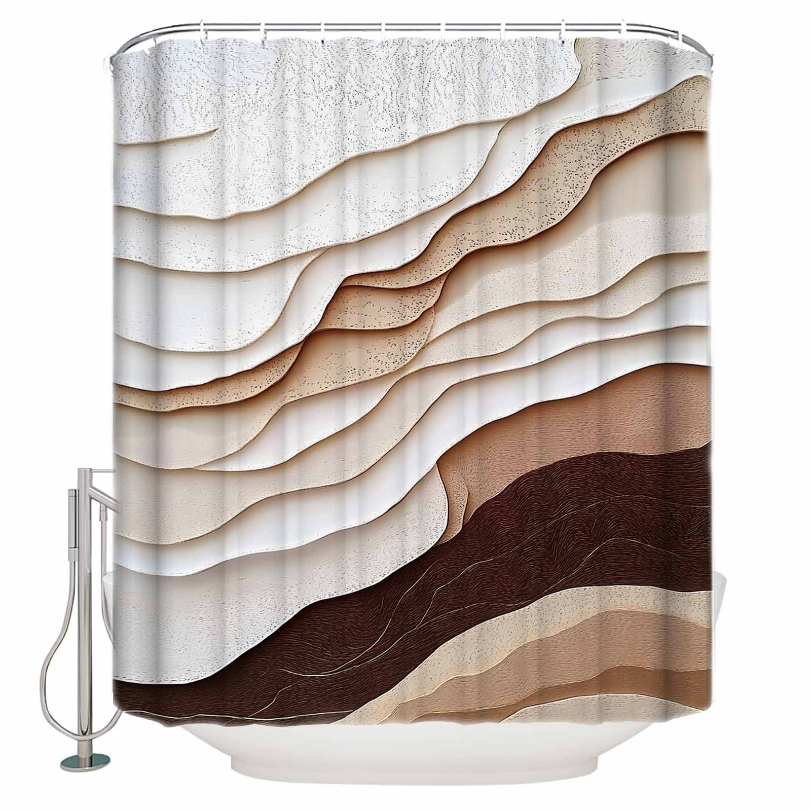 Abstract Wave Texture Shower Curtain, 72" x 72", Vintage Earth Color ...