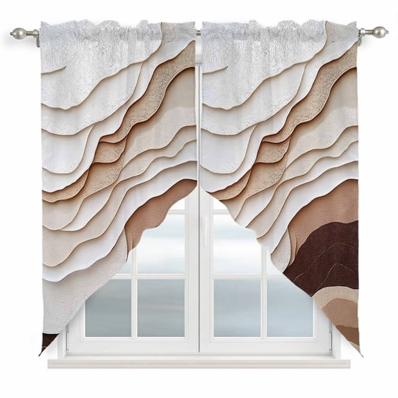 Abstract Wave Texture Swag Curtain Valance for Window 2 Panels Vintage ...