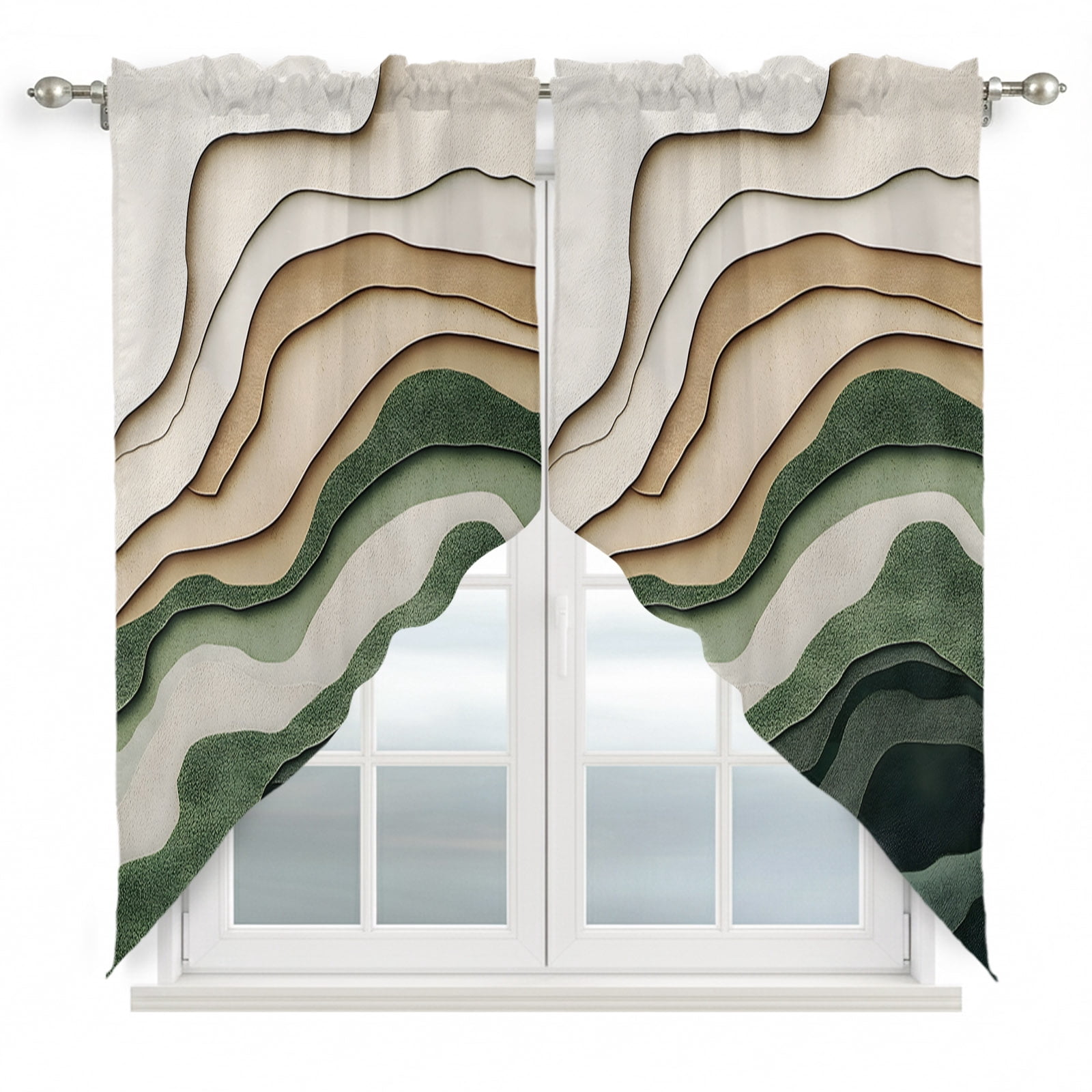 Abstract Wave Texture Swag Valances for Windows 36 inches Long, Vintage ...