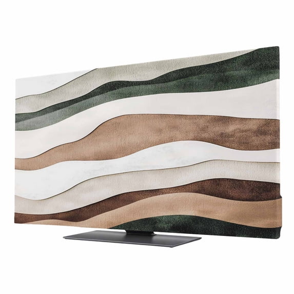 Abstract Wave Texture TV Dust Cover 55 Inch, Vintage Brown Turquoise ...