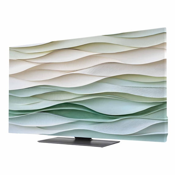 Abstract Wave Texture TV Dust Cover 85 Inch, Watercolor Green Decor ...