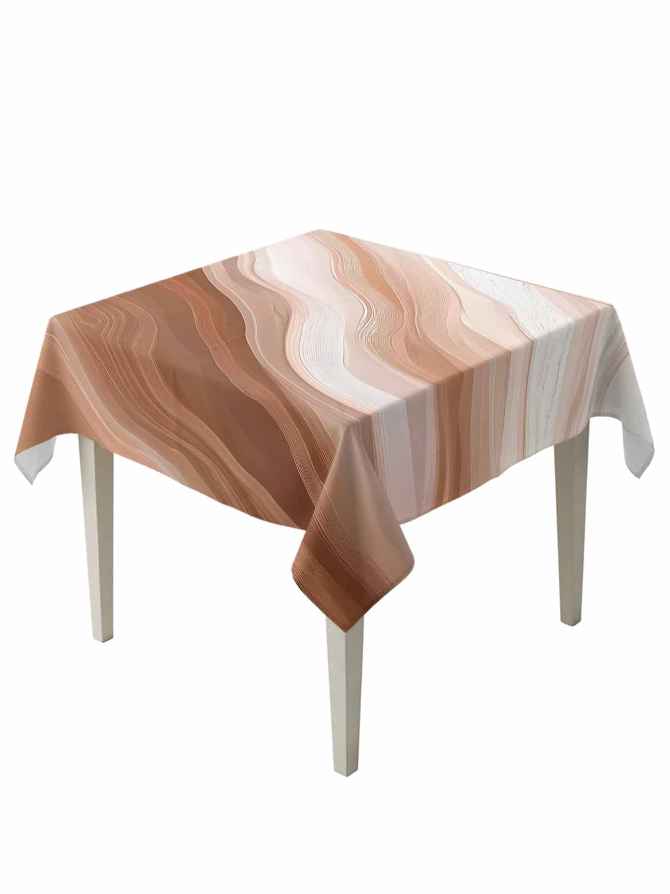 Abstract Wave Texture Table Cloth 60x60 Inch Square, Retro Earth Color ...