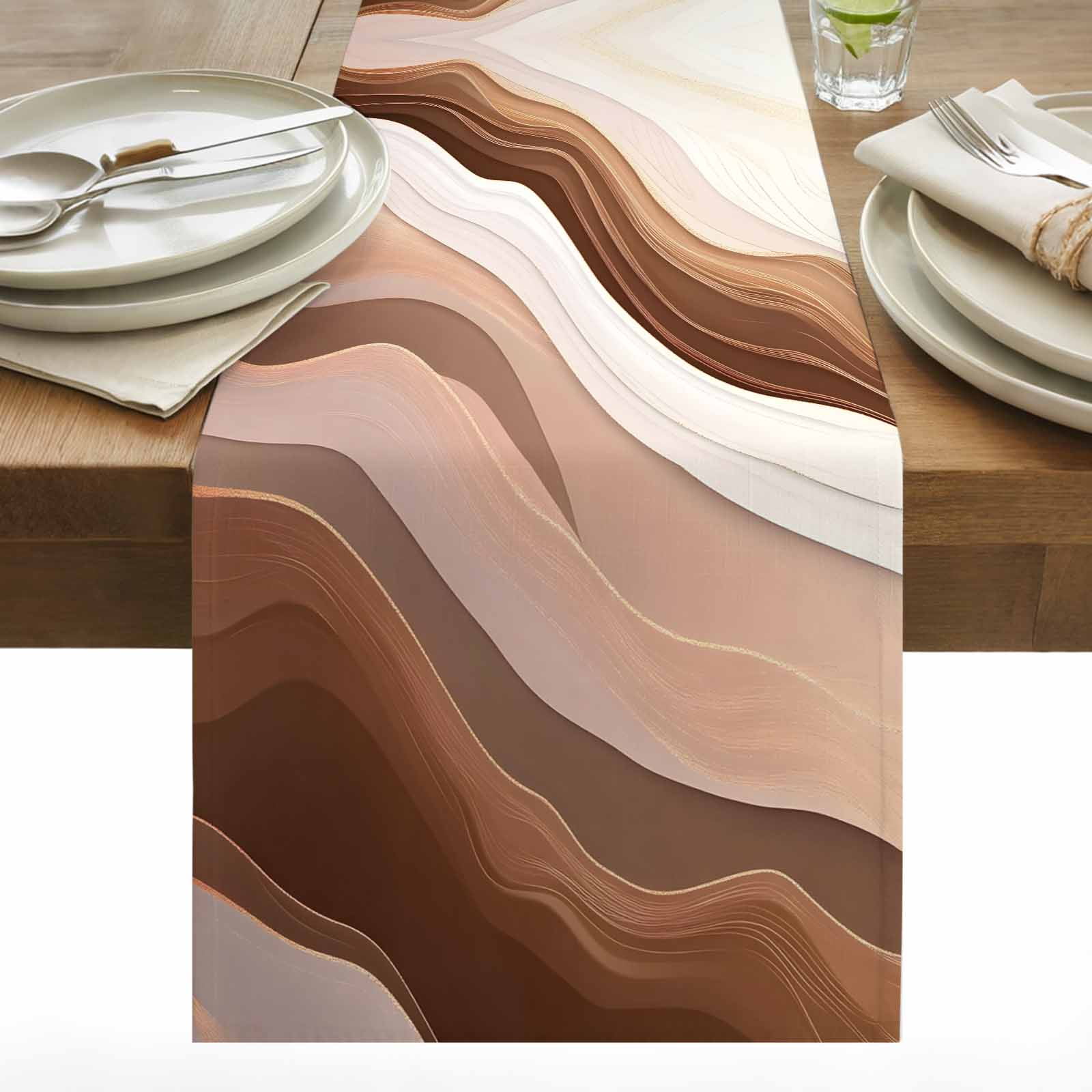 Abstract Wave Texture Table Runner 13x108 inch Earth Color Gradient ...