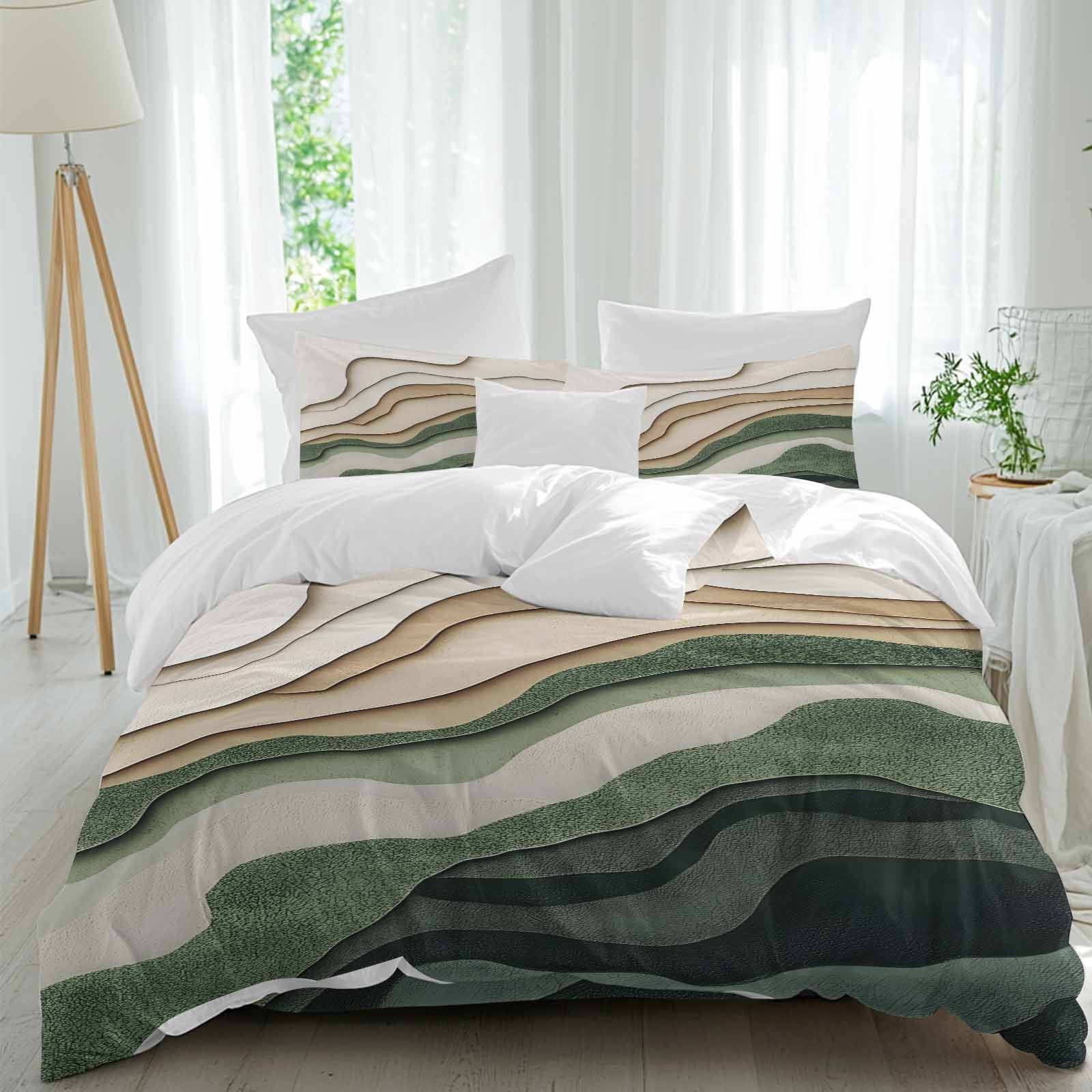 Abstract Wave Texture Twin Duvet Cover Set, Vintage Watercolor Bump 4 ...