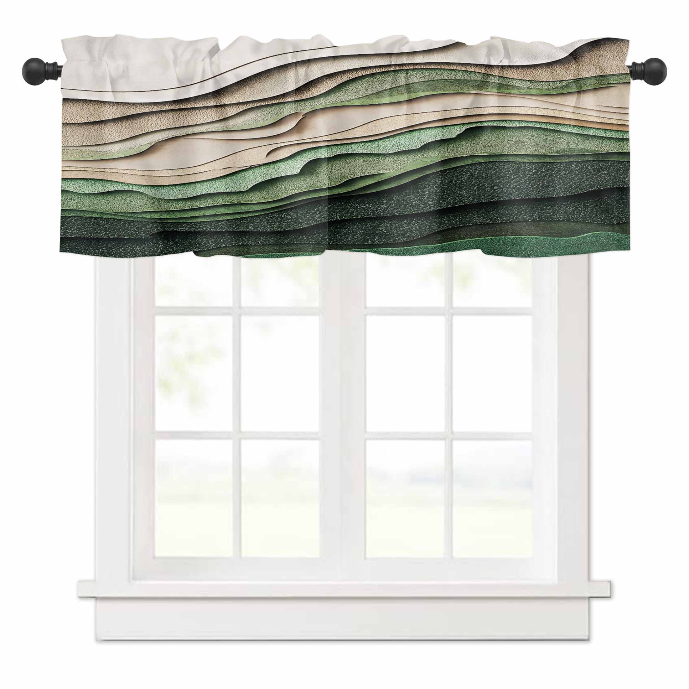 Abstract Wave Texture Valances for Windows Retro Watercolor Bump Rod ...