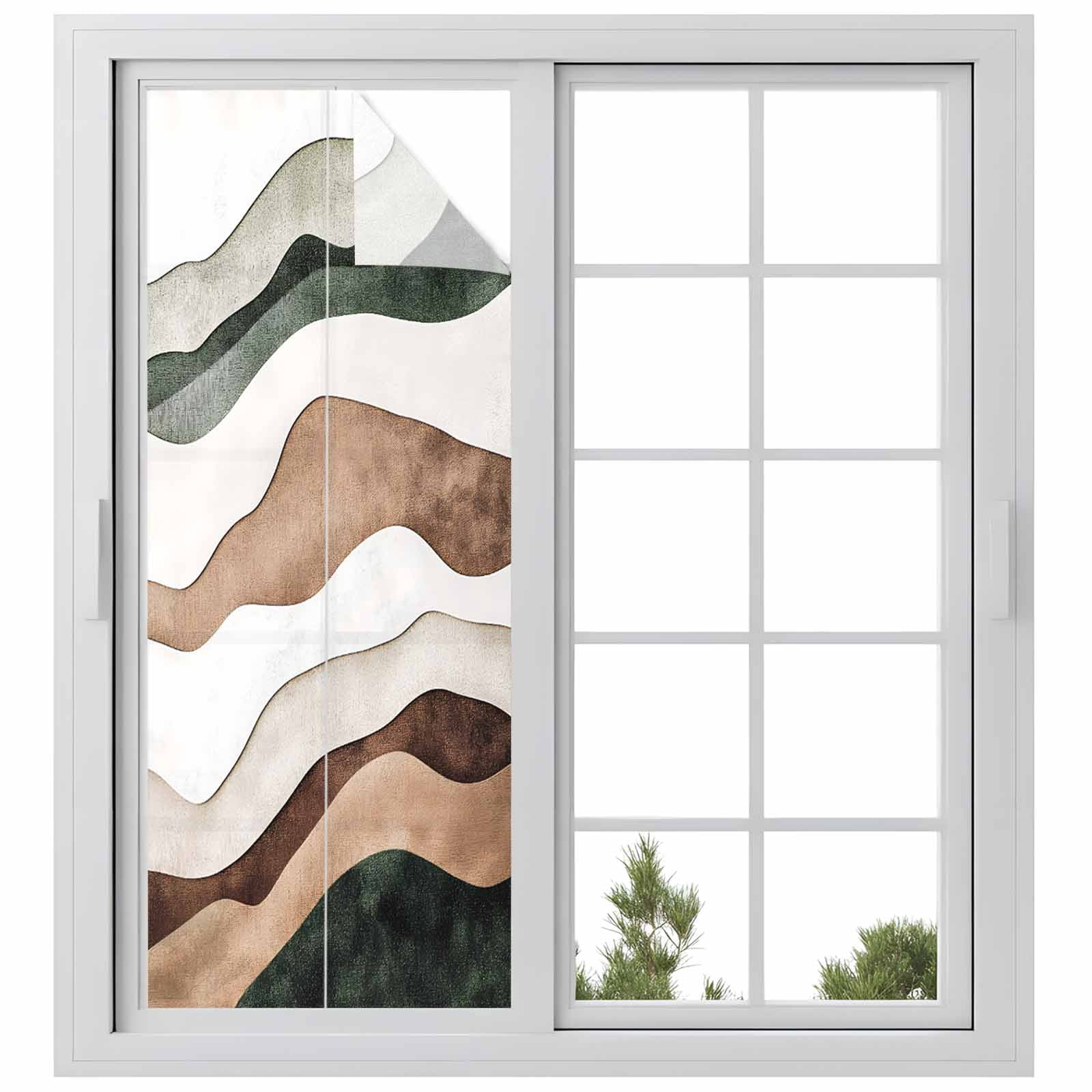 Abstract Wave Texture Window Privacy Film Vintage Brown Turquoise Bump ...