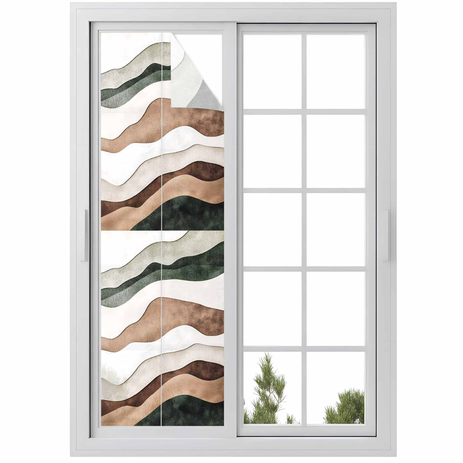 Abstract Wave Texture Window Privacy Film Vintage Brown Turquoise Bump ...