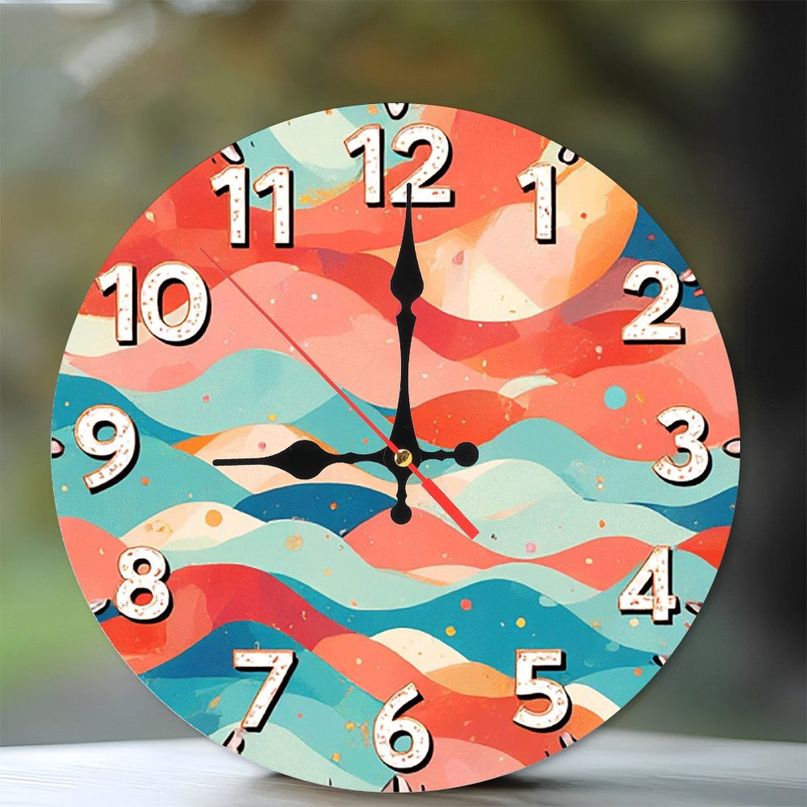 Abstract Wave Wall Clock Home Decor 10-Inch Silent Wooden Wall Clock ...
