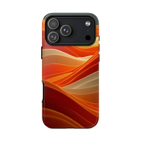 Abstract Wave Warm Orange Red Cream Graphic Case for iPhone 17 to 11 ...