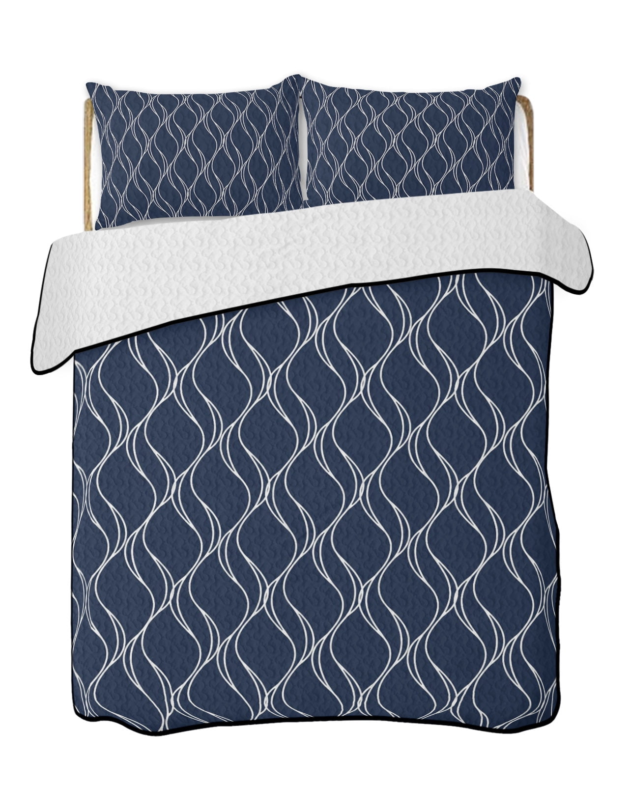 Abstract Waves 3 Pieces Quilt Set, 1 Quilt with 2 Shams, Modern ...