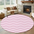 Abstract Waves 8' Round Rug for Open Concept Living Room Seating Zone ...