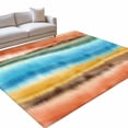 Abstract Waves Area Rugs 4x6ft Watercolor Orange Blue Modern Texture ...