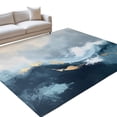 Abstract Waves Area Rugs 5x7ft Blue Theme Oil Painting Style Floor Rug ...