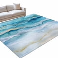 Abstract Waves Area Rugs 5x7ft Spray Beach Ocean Watercolor Floor Rug ...